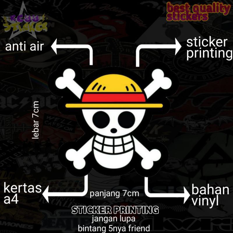 Jual STICKER PRINTING ANTI AIR LOGO LUFFY ONE PIECE | Shopee Indonesia