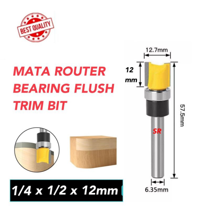 Jual Mata Router/ Profil 12mm × 12mm Roda/ Bearing Atas/ Flush Trimmer ...
