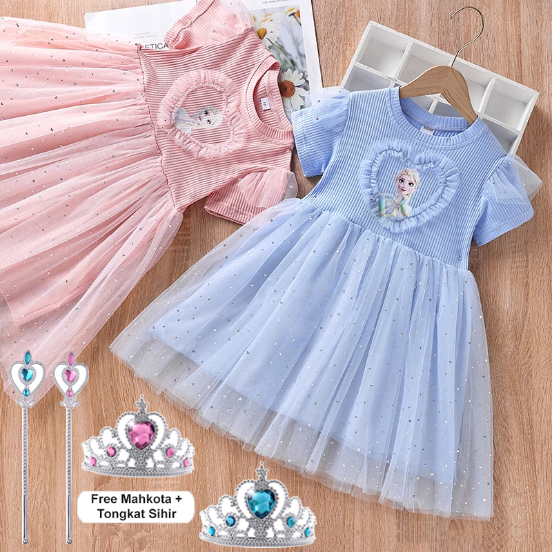 Jual LNR Shop FREE MAHKOTA + TONGKAT SIHIR Dress Gaun Princess Frozen ...