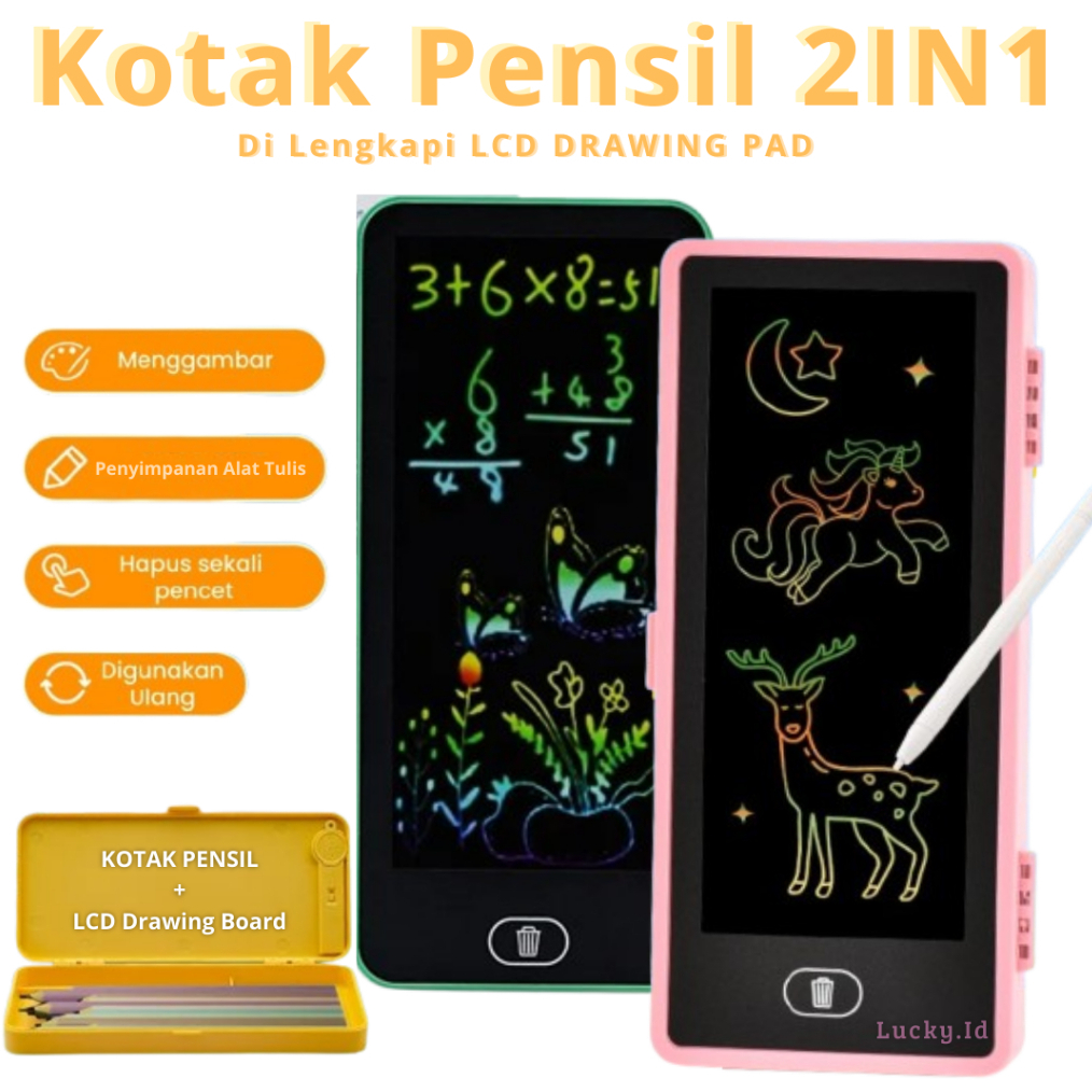 Jual Kotak Pensil Drawing Box 2 in 1 Tempat Penyimpanan Pensil + LCD ...