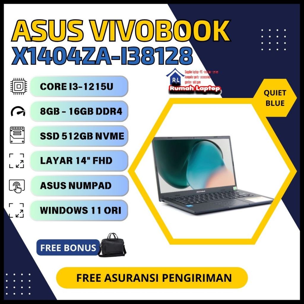 Jual Laptop Asus VivoBook X1404ZA-I38128 i3-1215U Ram 16Gb Ssd 512Gb 14" Full Hd Windows 11 ...