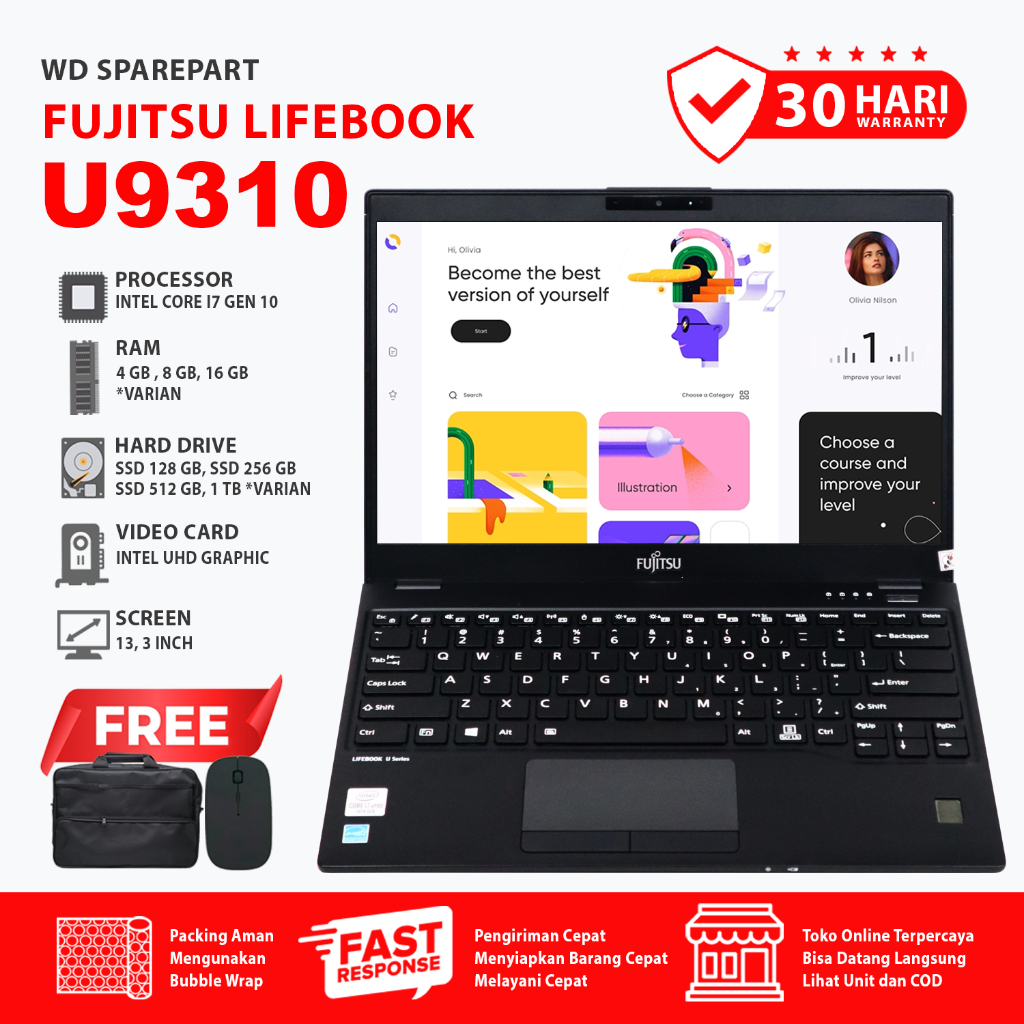 Jual Fujitsu Lifebook U9310 Core I7 Gen 10 RAM 16GB SSD 512GB Second ...