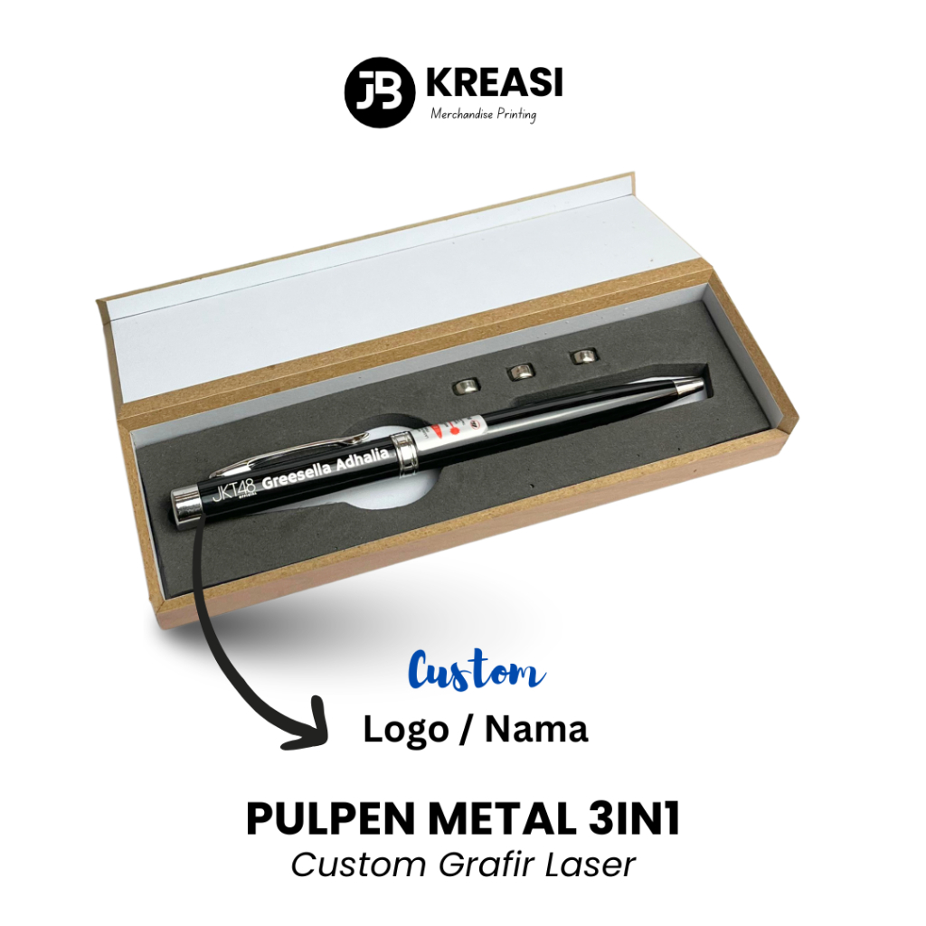 Jual Pulpen Metal 3in1 Custom Grafir Laser Nama & Logo Perusahaan ...