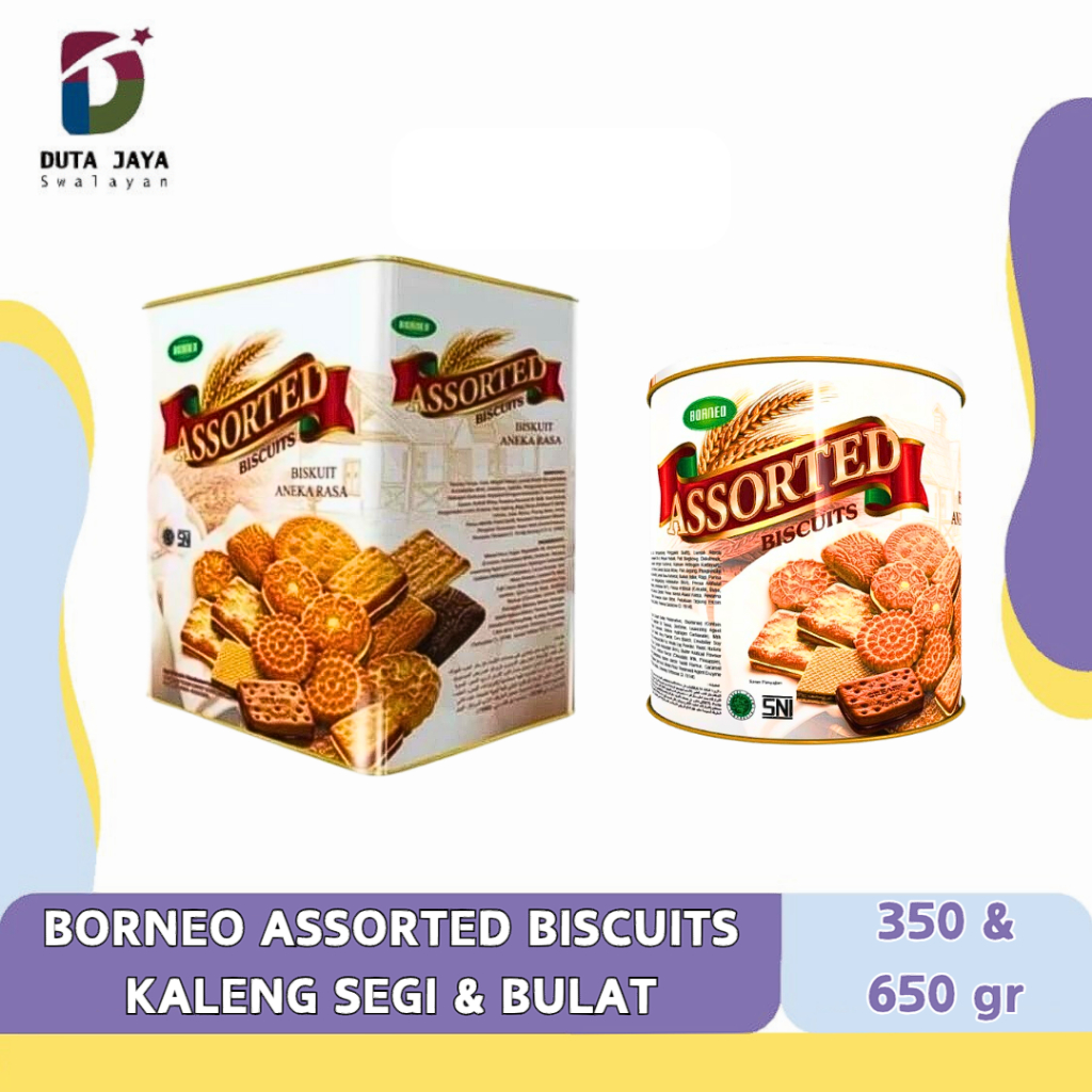 Jual Borneo Assorted Biscuits Kaleng Segi 650 & Bulat 350 Gram// Wafer ...