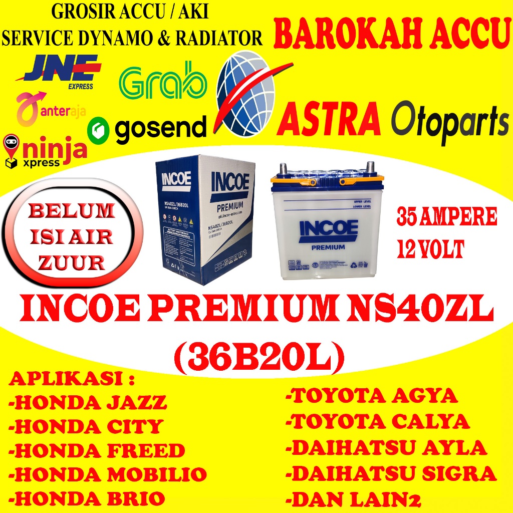 Jual AKI INCOE PREMIUM NS40ZL / 36B20L , 35 AH ASTRA OTOPARTS | Shopee Indonesia