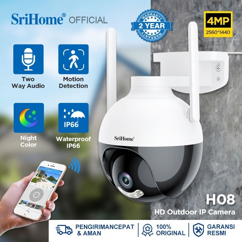 Jual Srihome H08 CCTV Outdoor Wifi 2MP FHD IP66 Waterproof 360 PTZ | Shopee Indonesia