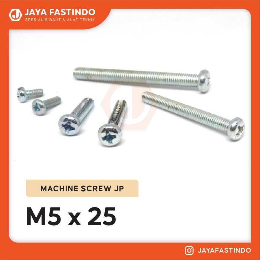 Jual BAUT JP M5X25 / MACHINE SCREW M5X25 / BAUT PAN HEAD 5x25 KEPALA ...