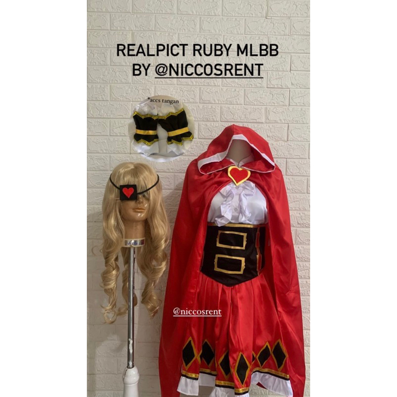 Jual FULLSET Ruby Default MLBB Costume & Wig (Mobile Legends Bang Bang ...