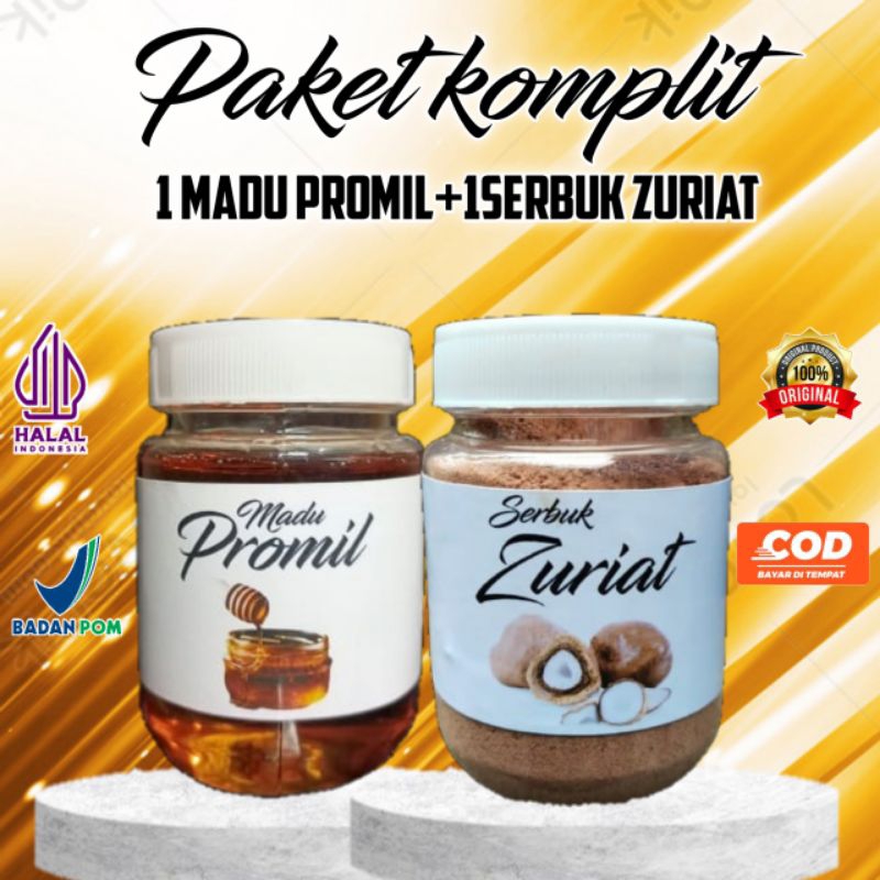 Jual Paket hemat 1 Botol madu promil (±260g) + 1 Botol serbuk zuriat (± ...