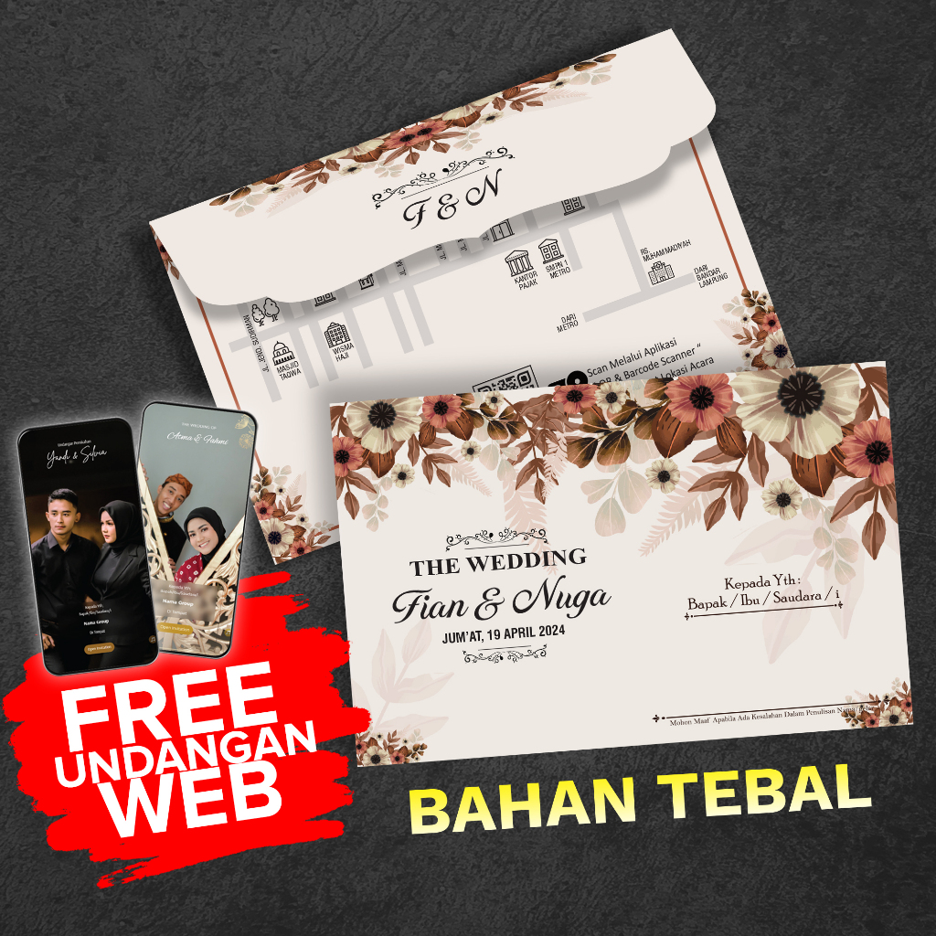 Jual Undangan Pernikahan Coklat Rustic TF10 | Shopee Indonesia