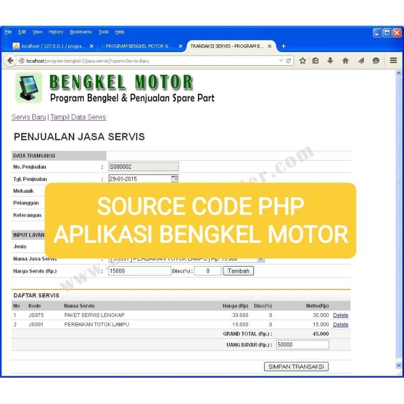 Jual Source Code PHP Program Aplikasi Bengkel Motor Berbasis Web PHP dan MySQL | Shopee Indonesia