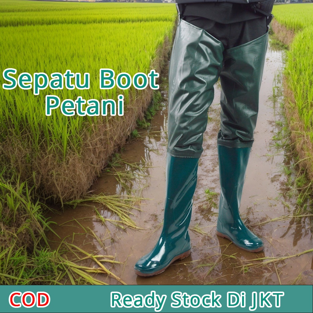 Jual COD Sepatu Boots Petani Pria Anti Keong Sawah Karet Boot Tinggi ...