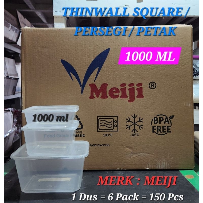 Jual [1 DUS] THINWALL MEIJI SQUARE 1000 ML / PERSEGI / PETAK | Shopee Indonesia