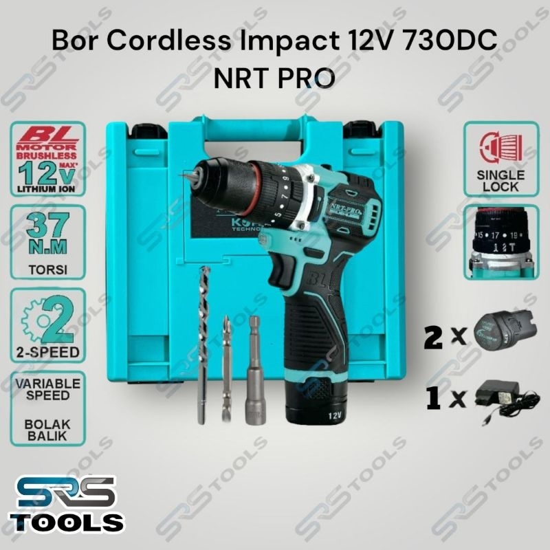 Jual NRT PRO 730 DC Impact Drill Cordless 10 mm Brushless 12 Volt ...