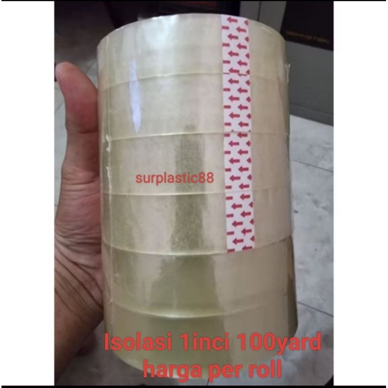 Jual Isolasi lakban bening 1inci 100yard harga per roll | Shopee Indonesia