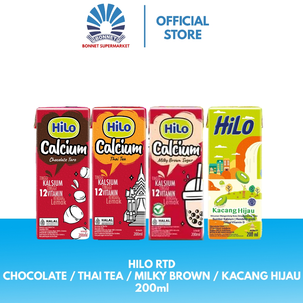 Jual HiLo RTD Chocolate Taro / Thai Tea / Milky Brown / Kacang hijau ...