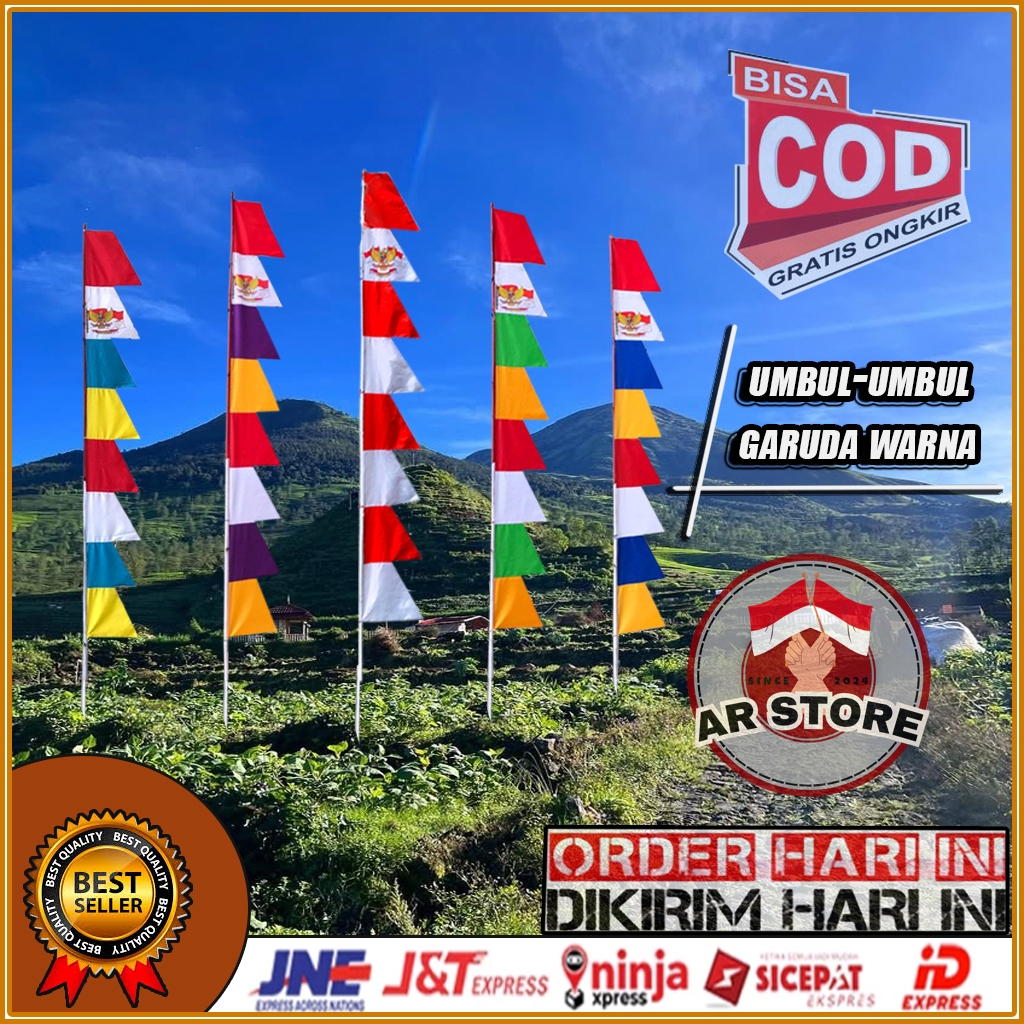Jual BENDERA UMBUL UMBUL GARUDA WARNA DAN MERAH PUTIH BAHAN SATIN PELES GRADE A | Shopee Indonesia