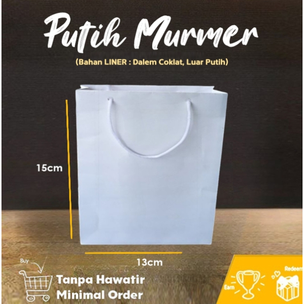 Jual (LINER Mini Size) Paper Bag Putih Uk. 15x4x13 CM, Paper Bag Kado ...