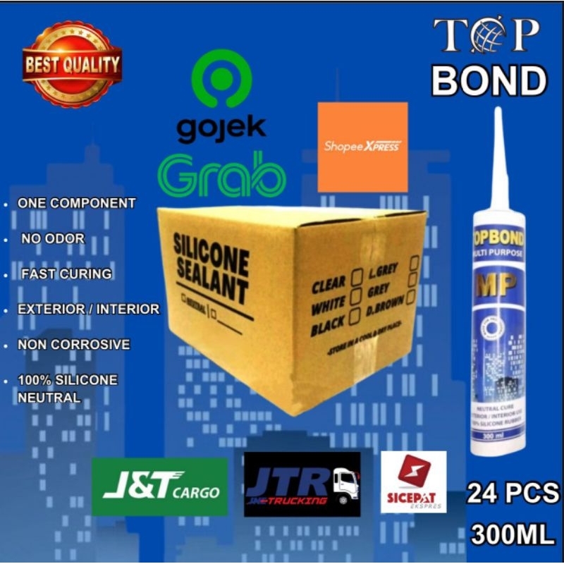 Jual Lem Silikon Netral TOPBOND MP Multi Purpose Silicone Sealant (Harga 1dus 24pcs) | Shopee ...