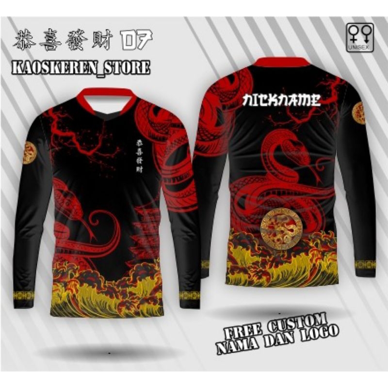 Jual baju imlek shio ular 2025 lengan panjang jersey Imlek tahun baru ...
