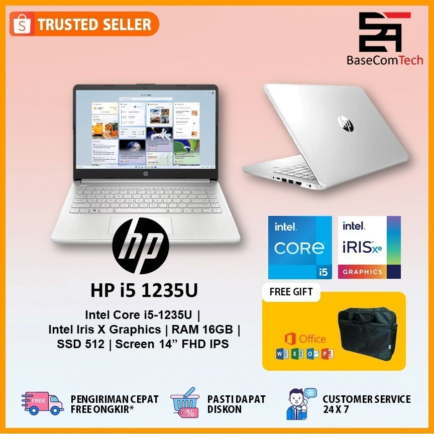 Jual HP 14 Intel i5 1235 16GB 512GB Windows 11+OHS FHD IPS 14 Inchi ...