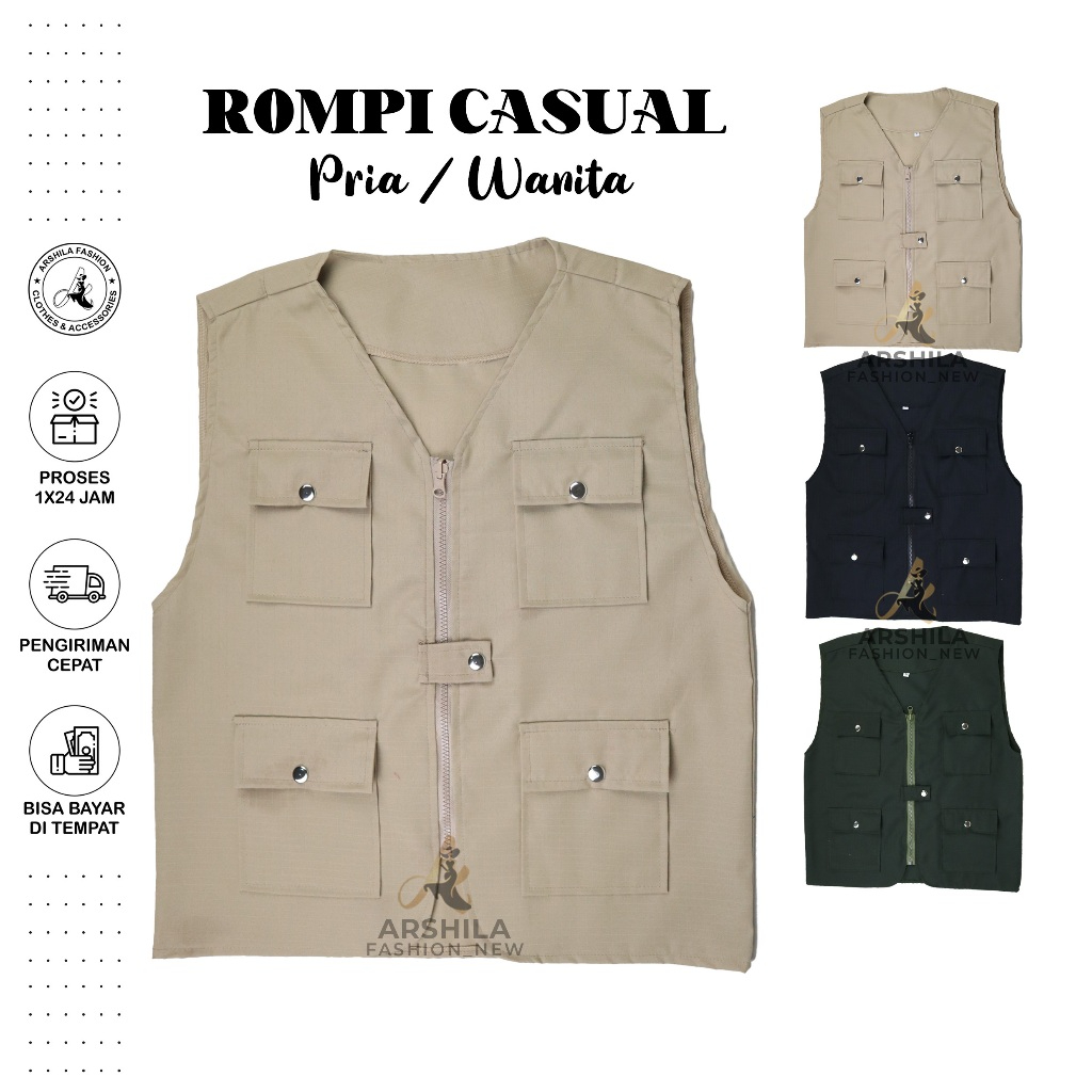 Jual ROMPI CARGO DEWASA MODEL NAMI/ROMPI SAFARI HUTAN LAPANGAN vest001 ...