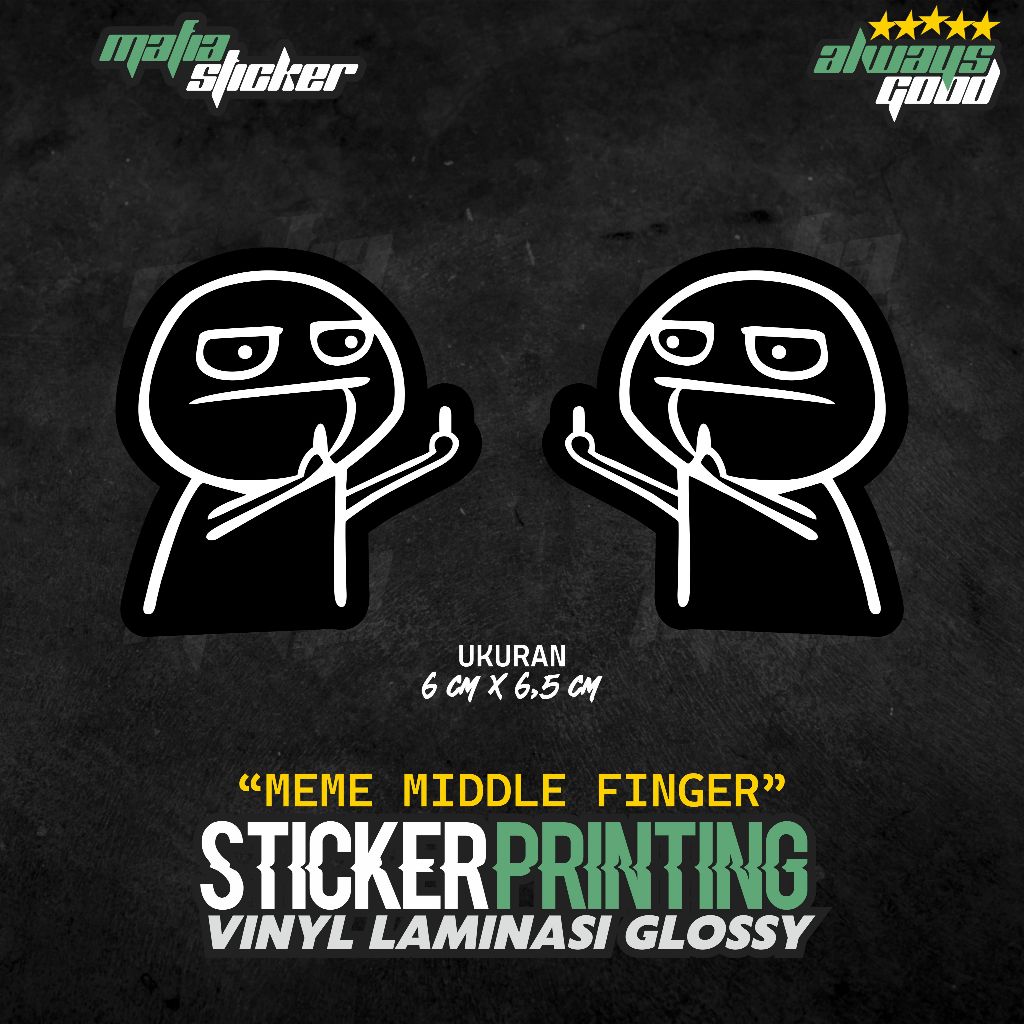 Jual STICKER/STIKER PRINT CUT MEME JARI MIDDLE LUCU VIRAL | Shopee ...