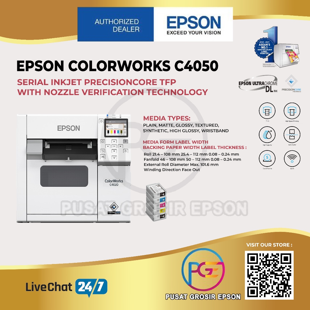 Jual Printer Label Epson ColorWork CW-C4050 C 4050 CW C4050 Pigment ...