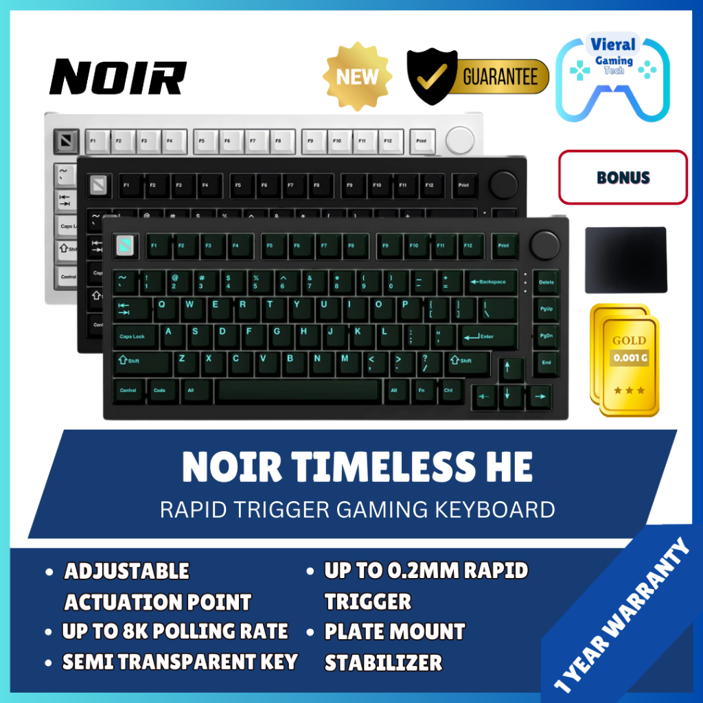 Jual Noir Timeless HE 75% Hall Effect Rapid Trigger Magnetic Keyboard ...