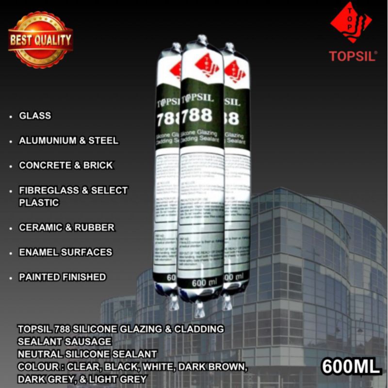 Jual Lem Sosis Topsil 788 Neutral Glazing & Cladding Silicone Sealant 600ml | Shopee Indonesia