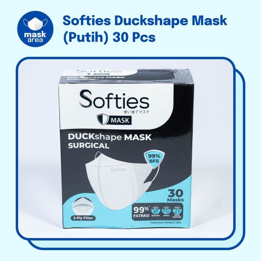 Jual Masker Softies Duckbill Duckshape (Cantol) Putih Medis 3 Ply 30 ...