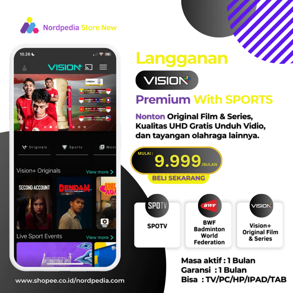 Jual Langganan VISION Plus Premium WITH SPORTS 2025 Paket VISION Plus ...