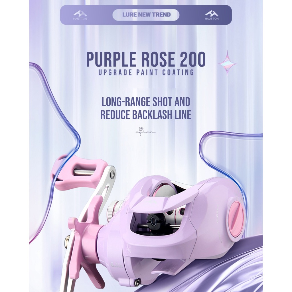 Jual Reel Pancing, Reel HAUT TON PURPLE ROSE 200, Baitcasting Reel, S ...