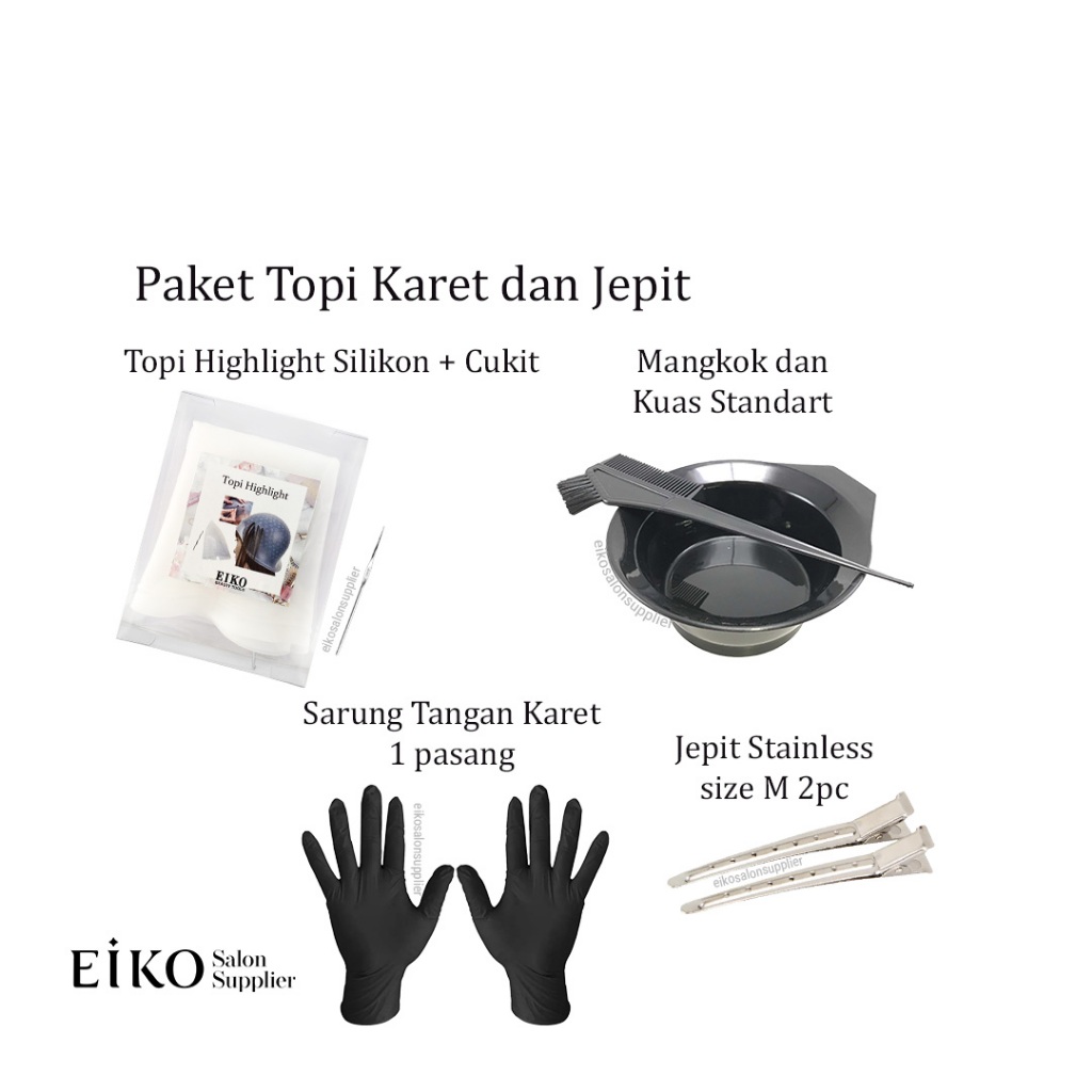 Jual 1 Set Paket Semir Topi Highlight Karet Pewarnaan Cat Rambut Salon ...