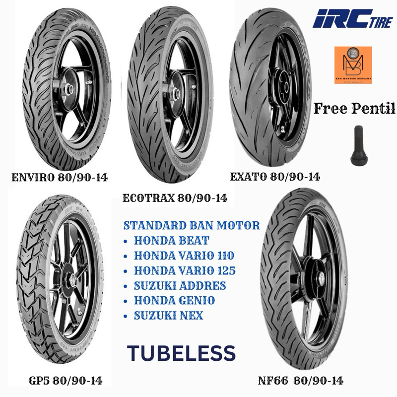 Jual Ban Depan Motor Matic IRC 80 90 Ring 14 Tubeless Free Pentil Tahun ...