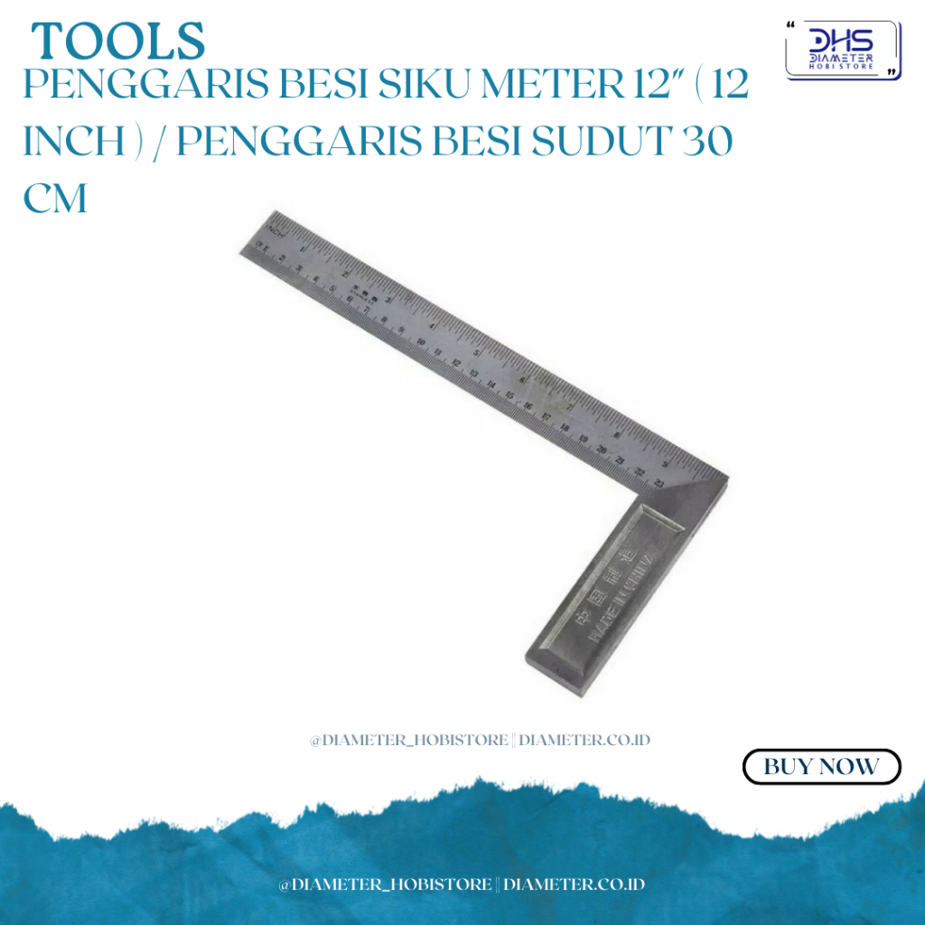 Jual Penggaris Besi Siku Meter 12" ( 12 INCH ) / Penggaris Besi Sudut ...