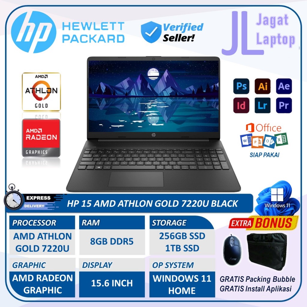 Jual Laptop Hp 15 Amd Athlon Gold 7220u 8GB Ram 512GB SSD 15.6 ...