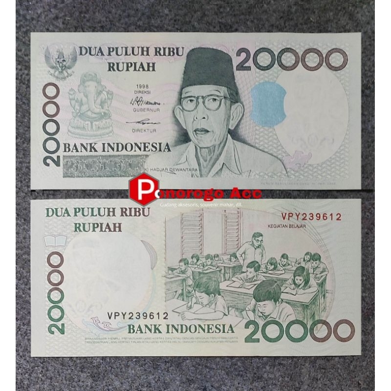 Jual (Gress/Baru) Uang kuno 20000 Ki Hajar Dewantara Tahun 1998 uang ...