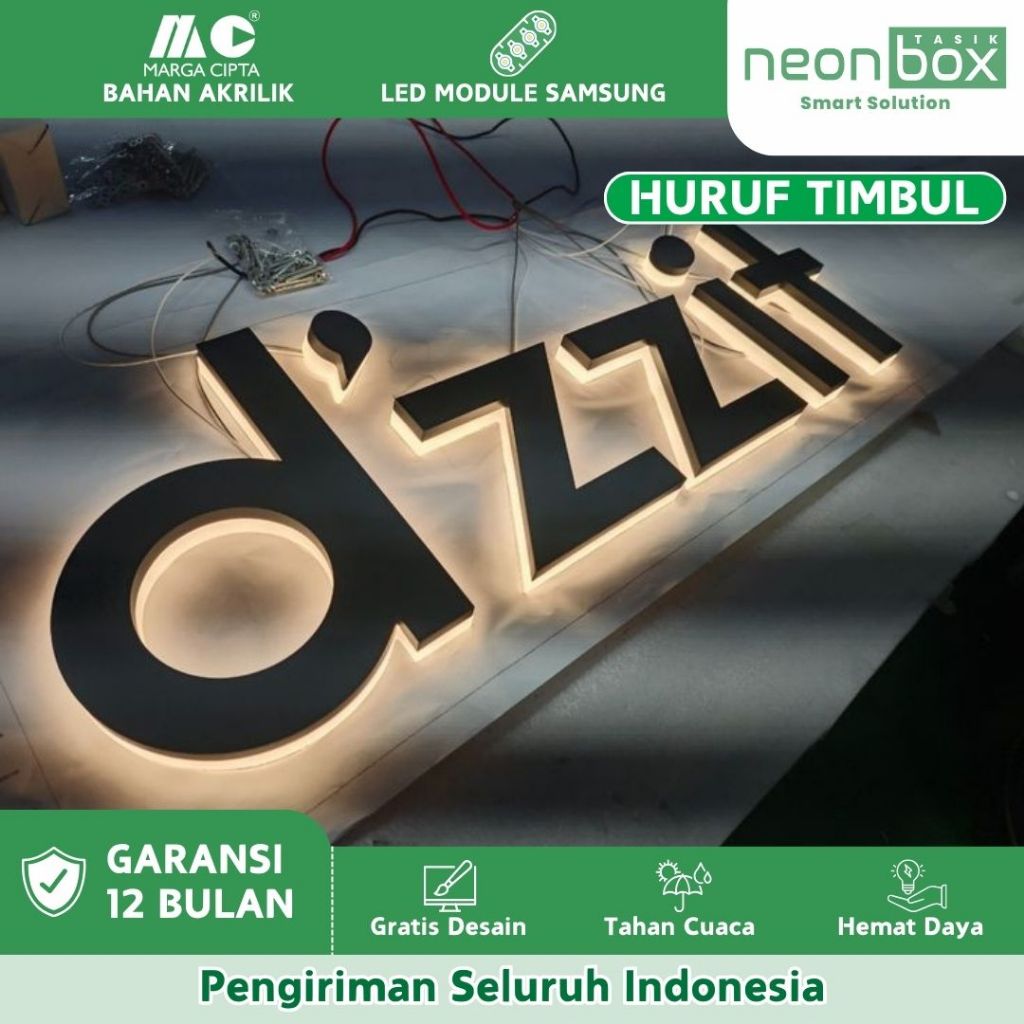 Jual Termurah Huruf Timbul Akrilik Menyala Letter Timbul Led Tahan Air ...