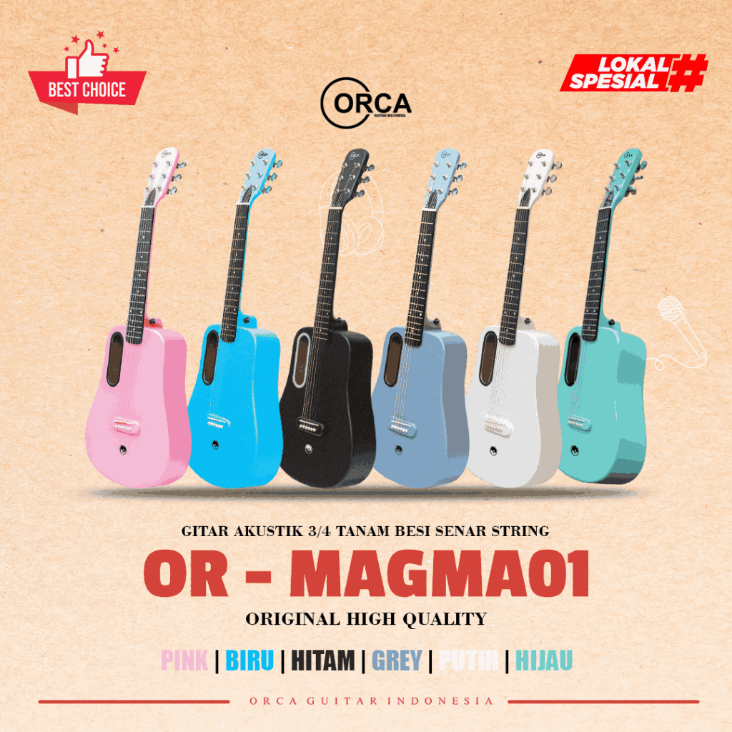 Jual ORCA Gitar Akustik 3/4 OR - MAGMA01 Tanam Besi Senar String Guitar ...