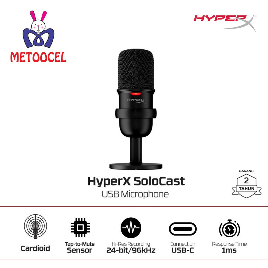 Jual HyperX Microphone Gaming SoloCast USB Mic Streaming Podcast ...