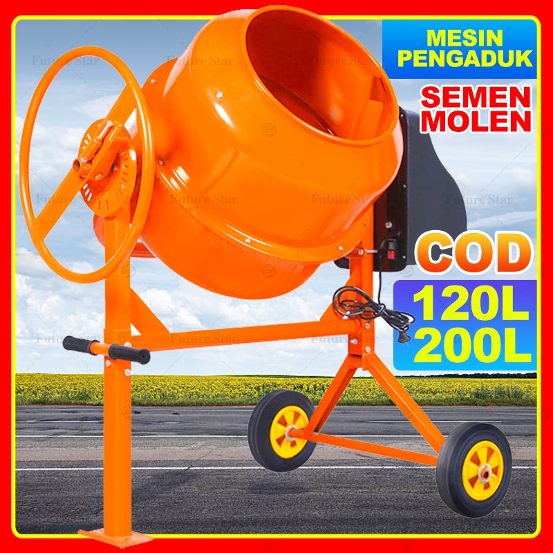 Jual Mesin Pengaduk Semen Beton Plesteran / Molen Dorong Listrik Mini / Engine Electric Concrete ...