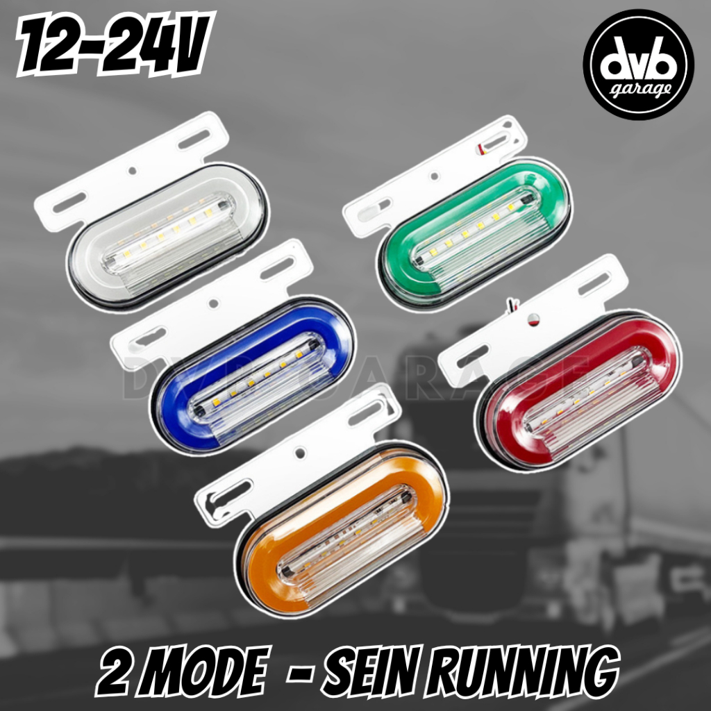 Jual LAMPU LED BAK SAMPING TRUK SEIN RUNNING 2 MODE OVAL 12-24V MOBIL BUS BOX TRUCK UNIVERSAL ...