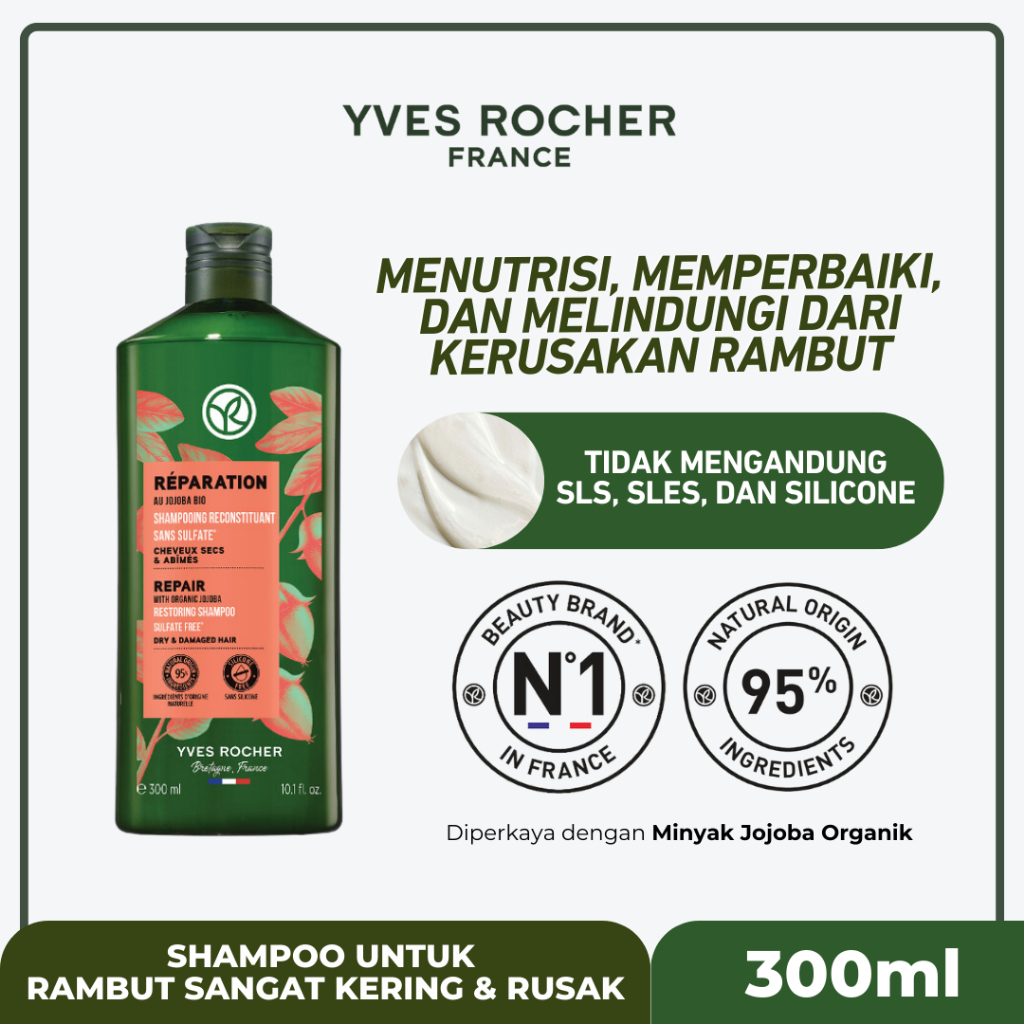 Jual Yves Rocher Repair Restoring Shampoo 300 ml - Shampoo Rambut Rusak ...