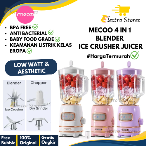 Jual MECOO Most Aesthetic 4 in 1 Slow Juicer / Blender Ice Crusher Low ...