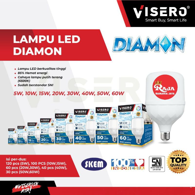 Jual Bohlam Berkualitas Super Terang Cahaya Putih Visero Diamon SNI | Shopee Indonesia