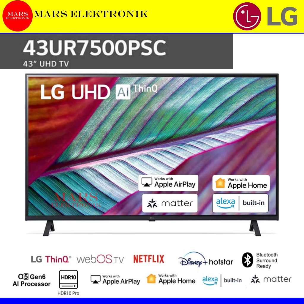 Jual LG SMART TV 43 INCHI 43UR7500PSC - 43 INCHI - SMART TV | Shopee ...