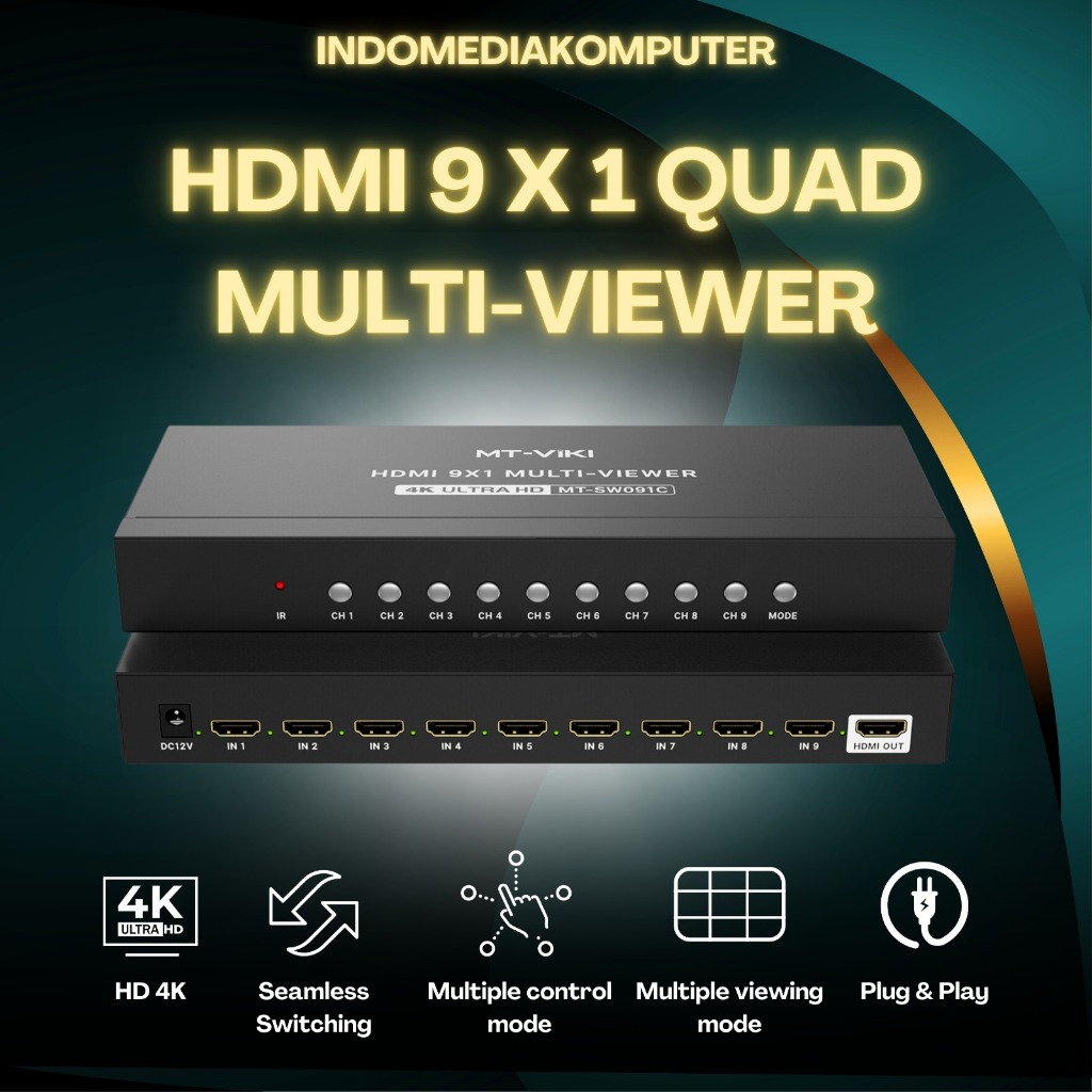 Jual HDMI Multiviewer Switch 9X1 Seamless HDMI Quad Multi-Viewer ...