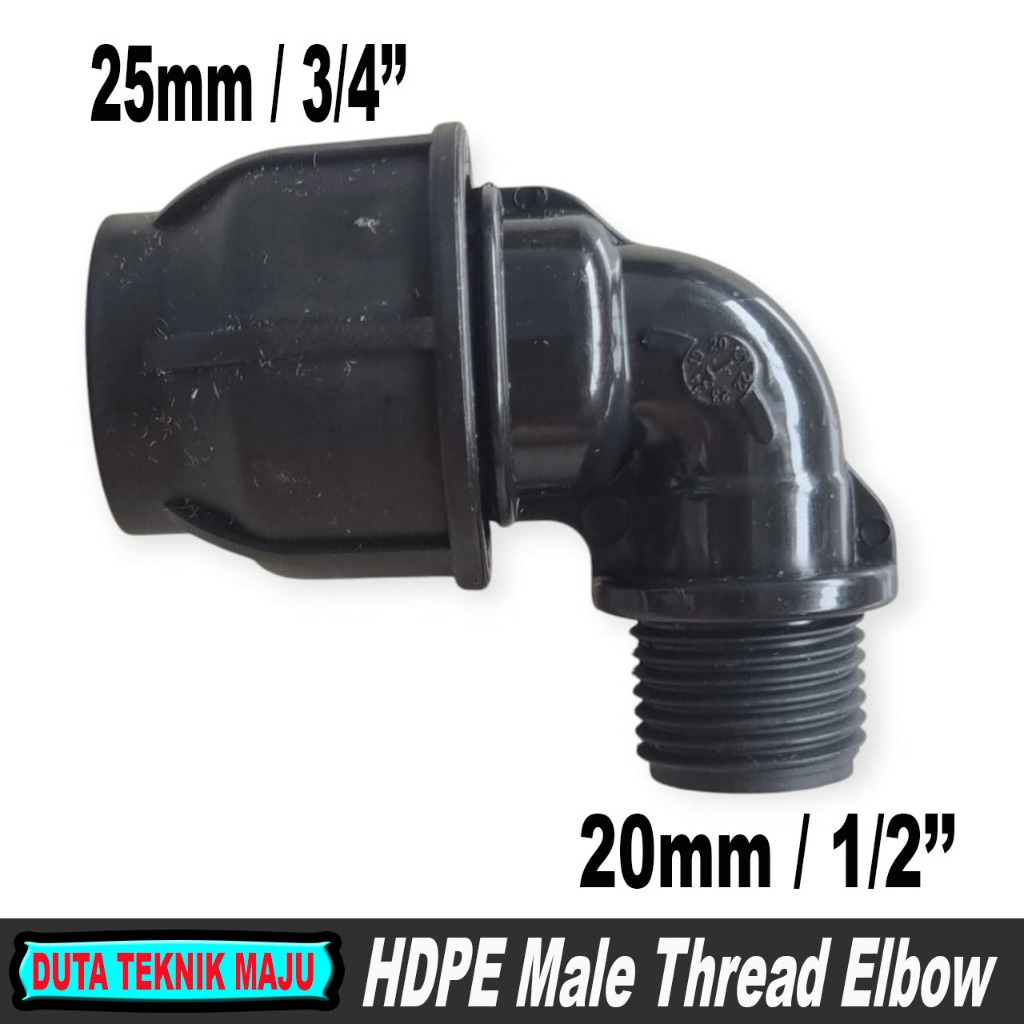 Jual Fitting HDPE Male Thread Elbow 25mm x 20mm ( 3/4'' x 1/2 " inch ...