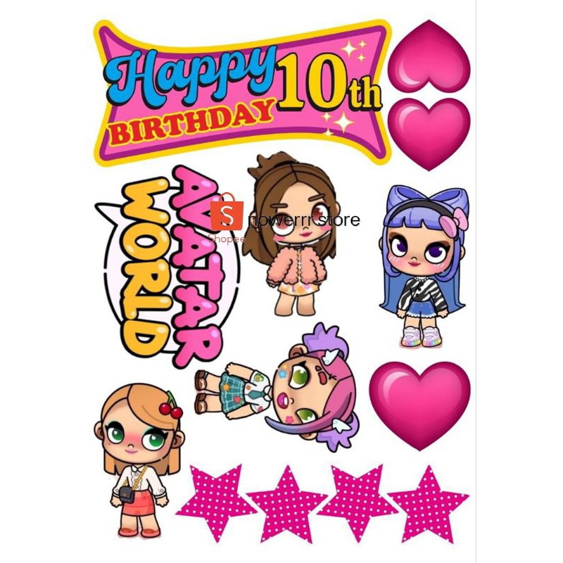 Jual AVATAR WORLD/ Topper Cake Avatar World Custom Nama/Hiasan Kue ...